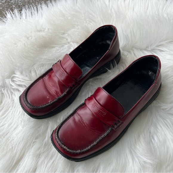 Coach | Shoes | Coach Red Leather Square Toe Loafer Shoes | Poshmark